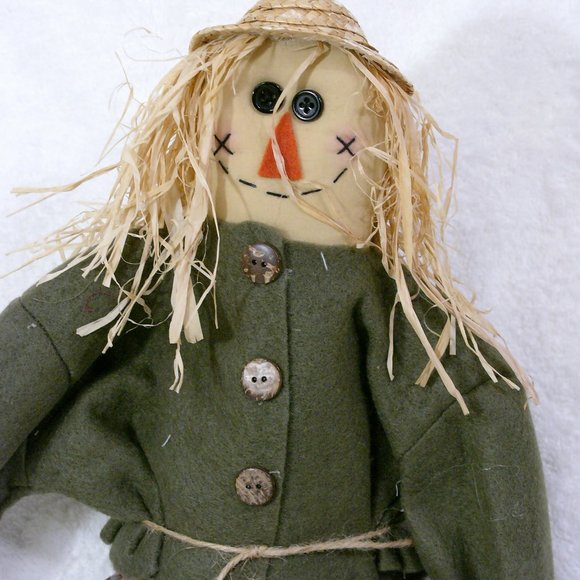 Wall Decor | Skinny Fabric Scarecrow With Real Straw Hat Checkered ...